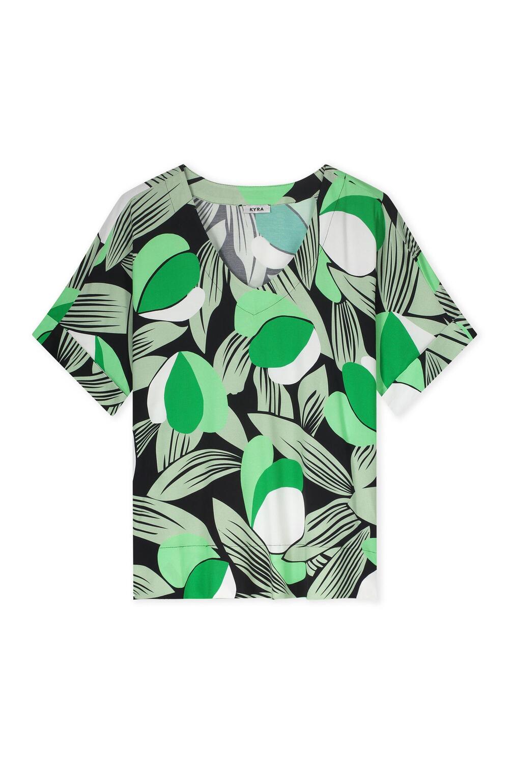 Kyra top s.slv modern flower print 307 fern green | Westen Mode sinds 1881