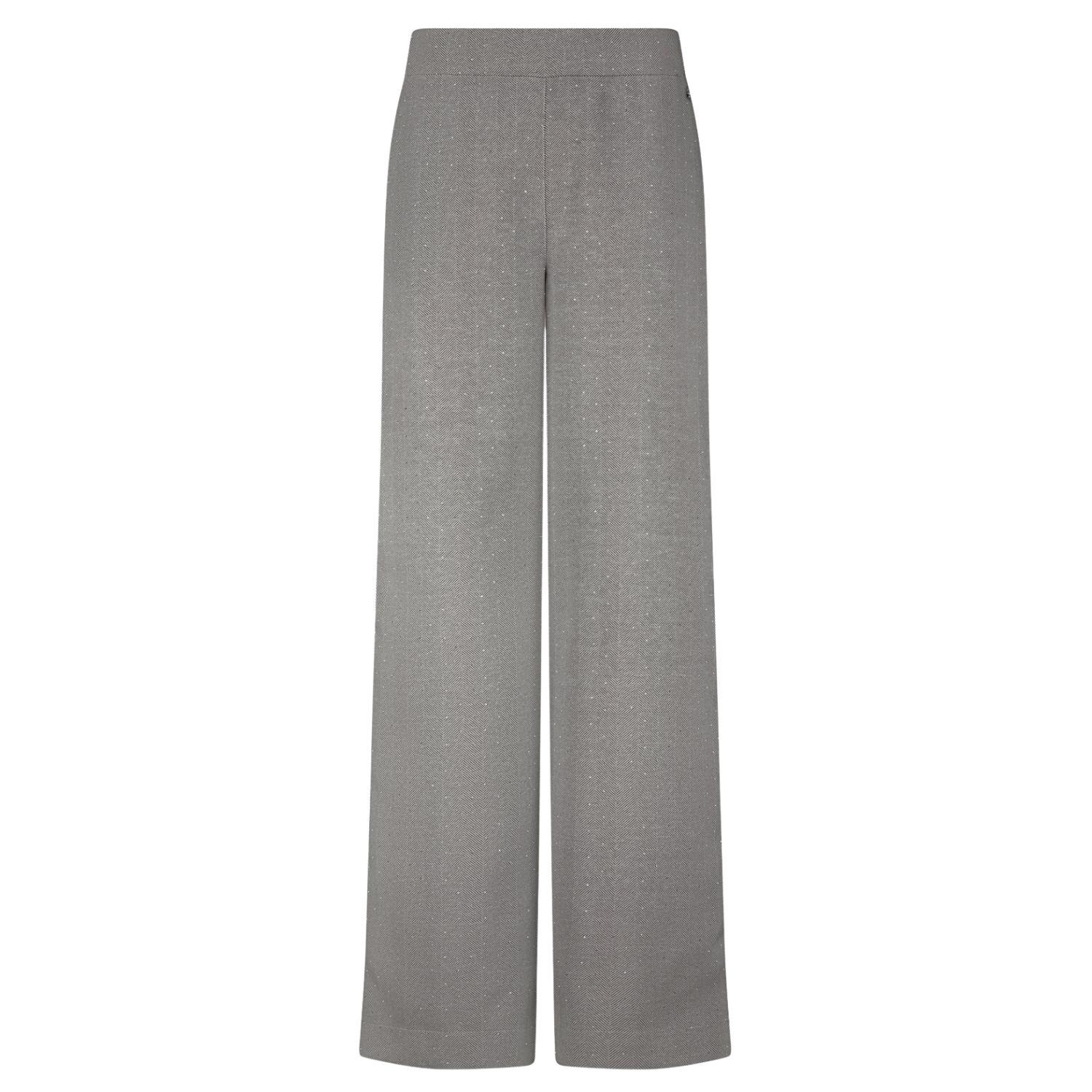 Tramontana Wide-Leg Trousers Fancy Herringbone 7021 mid grey mel ...